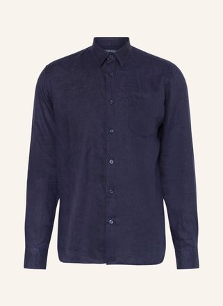 Vilebrequin Leinenhemd Caroubis Regular Fit blau