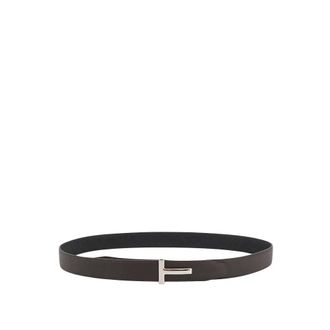 Tom Ford Homme, Accessoires, Brun, Taille: 100 CM Ceinture en cuir marron avec boucle monogramme en m&eacute;tal