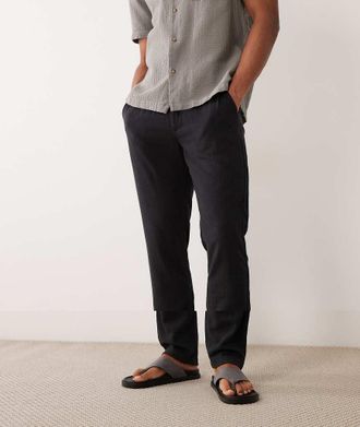 Asos Lot de 2 pantalons en lin m&eacute;lang&eacute; - Noir et taupe-multicolore