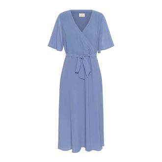 Kaffe Elegantes Wickelkleid mit R&uuml;schen&auml;rmeln - - Dresses - Damen - Blau - XS