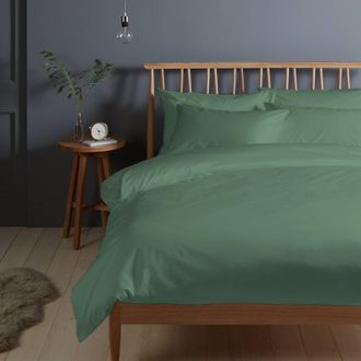 Pizuna 400 Fadenzahl aus Baumwolle Bettw&auml;sche Hecke Gr&uuml;n, 100% Langstaple Baumwolle Bettbezug und Kissenbezug, 100% Baumwolle Mako Satin 3-Teilig Bettw&auml;sches