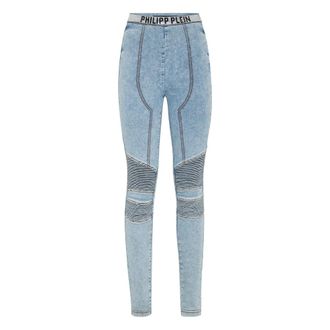 Philipp Plein Logo-Bund Denim Leggings - - Jeans - Damen - Blau - W28