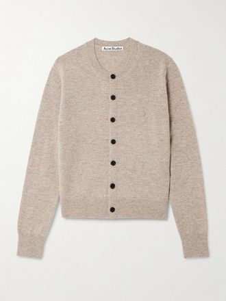 Acne Studios Appliqu&eacute;d Wool And Yak Hair-blend Cardigan - Neutrals