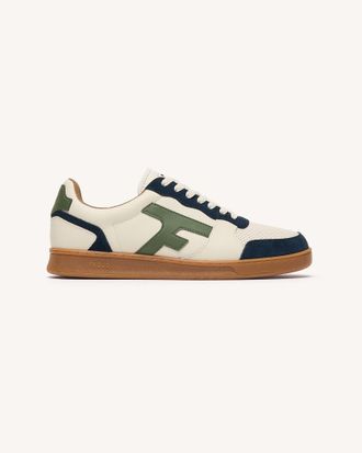 Faguo Baskets en cuir &eacute;cru et bleu