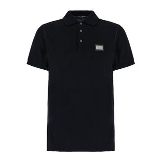 Dolce & Gabbana Plaque Polo Shirt - - Tops - Herren - Blau - XL