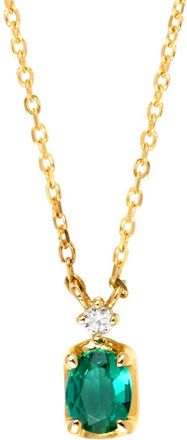 Edenly Calypso Halskette - 9-karätiges Gelbgold mit synthetischem Diamanten und synthetischem Smaragd