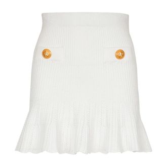 Balmain Gestrickter Skaterrock - - Skirts - Damen - Wei&szlig; - XL