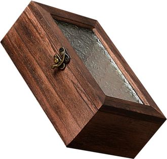 Cabilock Vintage Holz Schmuckbox mit Glasfenster und Verschluss Retro Aufbewahrungsbox für Schmuck und Kleinigkeiten Praktische Schmuckaufbewahrung für Frauen 