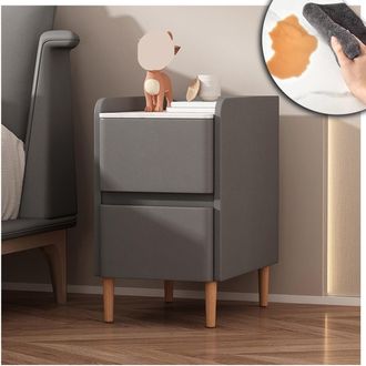 Generic Moderner Nachttisch Mit 2 Schubladen | Platzsparender Nachttisch Mit Filzgefüttertem Fach | Beistelltisch Mit Stahlbeinen for Schlafzimmer Oder Wohnzi