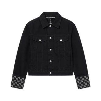 Alexander Wang Denimjacke mit Logo-Revers - - Jackets - Damen - Schwarzk - XS