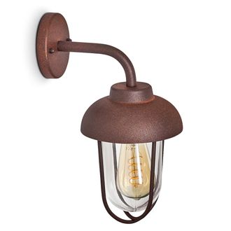 HOFSTEIN Au&szlig;enwandleuchte Poznan, Wandlampe aus Metall/Glas in Rost, Wandleuchte in Retro-Optik f&uuml;r den Eingangsbereich, E27-Fassungen, Au&szlig;enleuchte mit Echtgl