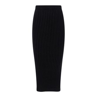 Max Mara Elastischer Bund Gerippter hoher Taillenrock - - Skirts - Damen - Schwarzk - S