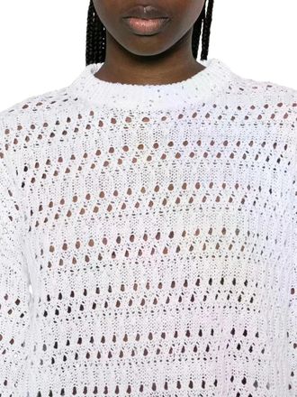 Brunello Cucinelli Open Knit Linen Sweater - White