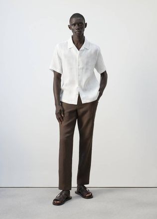 Mango Regular Fit-Hemd aus 100 % Leinen wei&szlig; - Herren - XXL - MANGO MAN