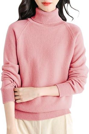 Generic Haut thermique pour femme - Pull &agrave; col roul&eacute; - Pull pour femme - Pull long pour femme - Pull dautomne en coton &agrave; manches longues - Haut de sortie, ros