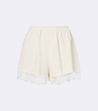 Simone Rocha Short en satin bord&eacute; de dentelle