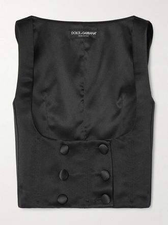 Dolce & Gabbana Doppelreihige Weste Aus Duchesse-seidensatin - Schwarz