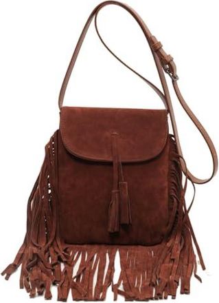 Generic Faux daim Trassels Sacs &agrave; bandouli&egrave;re Ethnique Averarm Bag Vintage Mini - Sac pour t&eacute;l&eacute;phone pour femmes Travailler pour les voyages de shopping, caf&eacute;