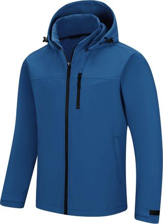 Baleaf Softshelljacke f&uuml;r Herren Wasserabweisend &Uuml;bergangsjacke Winddicht Winterjacke Fleece Gef&uuml;ttert Fahrradjacke Wanderjacke Windjacke Blau 3XL