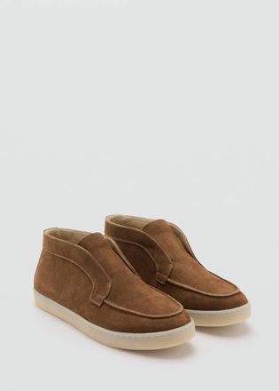 Mango Bottines baskets cuir su&eacute;d&eacute; marron - Homme - 39 - MANGO MAN