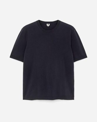 Arket Feinstrick-T-Shirt Aus Baumwolle -Blau
