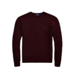 Polo Ralph Lauren Pull en laine et cachemire &agrave; torsades et col rond - Homme - Pulls - Rouge - Taille: L