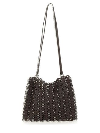 Paco Rabanne Womens 1969 Shoulder Bag Brown Leather