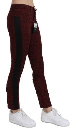 Costume National Womens Dark Red Mid Waist Slim Fit Cotton Jeans Clothing