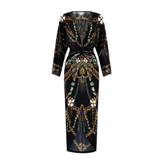 Camilla Long Split Front Twist Dress - - Dresses - Damen - Mehrfarbig - S