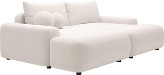 Vente-Unique Sofa 3-Sitzer, Tiefe Sitzfl&auml;che - Melierter Stoff Creme - DAVISO