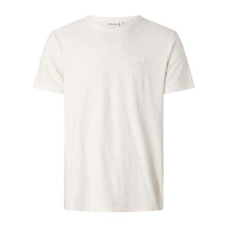 Calvin Klein Homme, Tops, Blanc, Taille: L T-Shirt en Coton et Lin