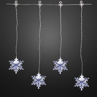 Hellum Schneeflockenvorhang Breite 1,35m 10 LED kaltwei&szlig; innen/au&szlig;en