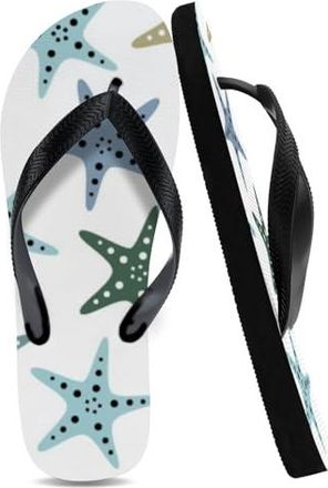 Generic Tongs unisexes pour homme - Pantoufles de douche pour femme - Sandales d&eacute;t&eacute; l&eacute;g&egrave;res - Cadeau de f&ecirc;te des m&egrave;res, &Eacute;toiles de mer bleu sarcelle, XX-Large
