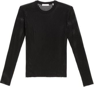 Helmut Lang Tee-shirt ras du cou ray&eacute; transparent en coton