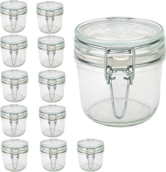 Bormioli Rocco Bormioli Fido Gläser mit Bügelverschluss 12 teilig | Füllmenge 350 ml | Luftdichte Konservierung durch den Gummiring sowie den Drahtbügelverschluss