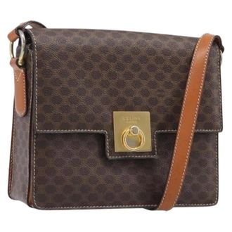 Celine Pre-owned Sac bandouli&egrave;re vintage en toile Macadam - Femme - Pre-owned - Brun - Taille: ONE Size