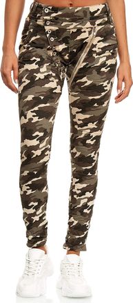 Elara Damen Jeans Boyfriend Baggy Knopfleiste Chunkyrayan EL05AR Camouflage 54 (7XL)