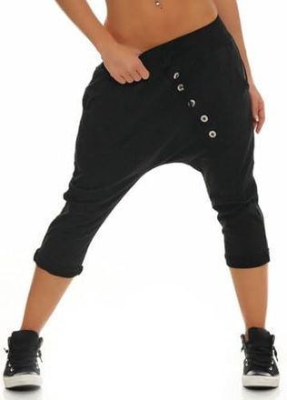 Malito more than fashion Malito Court Boyfriend Pantalon avec Bouton Bar 8015 Femme Taille Unique (Noir)