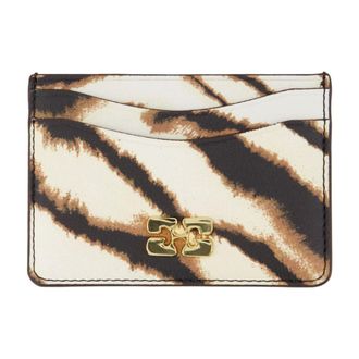 Ganni Womens Bou Zebra Card Case Ivory Synthetic Cases
