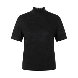 Marc Cain Kurzarm-Pullover mit Lurex - - Knitwear - Damen - Schwarzk - 2XL