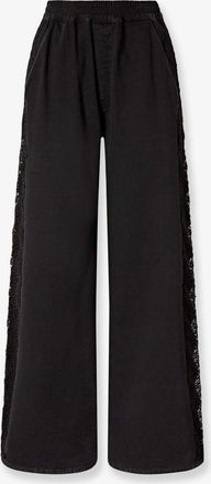 Pinko Denim trousers with lace detail on the side - PINKO - gender_Woman