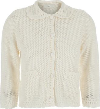Dunst Femme, Pulls, Blanc, Taille: 40 FR Collared Crochet Cardigan