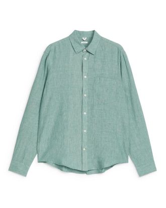 Arket Leinenhemd Mit Normaler Passform -Gr&uuml;n
