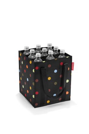 Reisenthel Einkaufstasche Bottlebag black, Schwarz, Textil, Punkte, 24x28x24 cm, faltbar, Freizeit, Koffer & Taschen, Einkaufstaschen