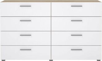 ebuy24 Pepe Kommode 8 Schubladen Eichenstruktur-Dekor, weiß hochglanz