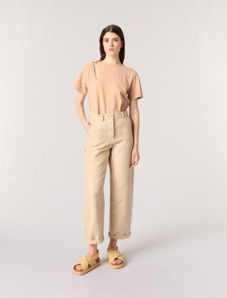Maje Tee-shirt Avec D&eacute;tail Bijou - Beige - Taille 3 - Maje