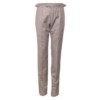 Ermenegildo Zegna Pantalon de costume en laine ajust&eacute; - Homme - Pantalons - Beige - Taille: XL