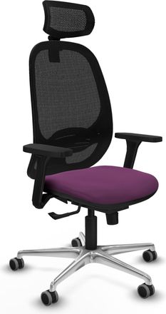 Piqueras y Crespo B&uuml;rostuhl mit 3D-Armlehnen, h&ouml;henverstellbare Lendenwirbelst&uuml;tze und Kopfteil, h&ouml;henverstellbar und neigbar, Schwarz/Violett