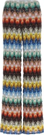 Missoni Femme, Pantalons, Multicolore, Taille: 34 FR Pantalon large en viscose et lam&eacute; &agrave; dentelle