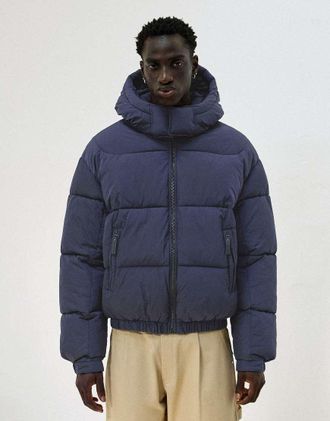 Bershka doudoune &agrave; capuche bleu marine